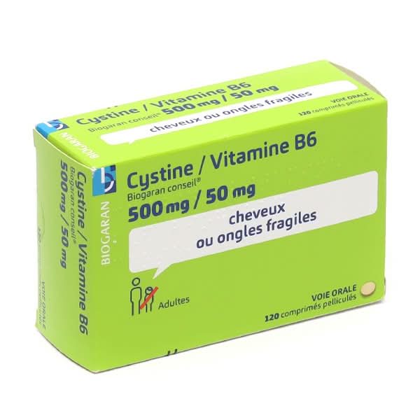 Cystine Vitamin B6 Biogaran 500 Mg/50 Mg Tablets